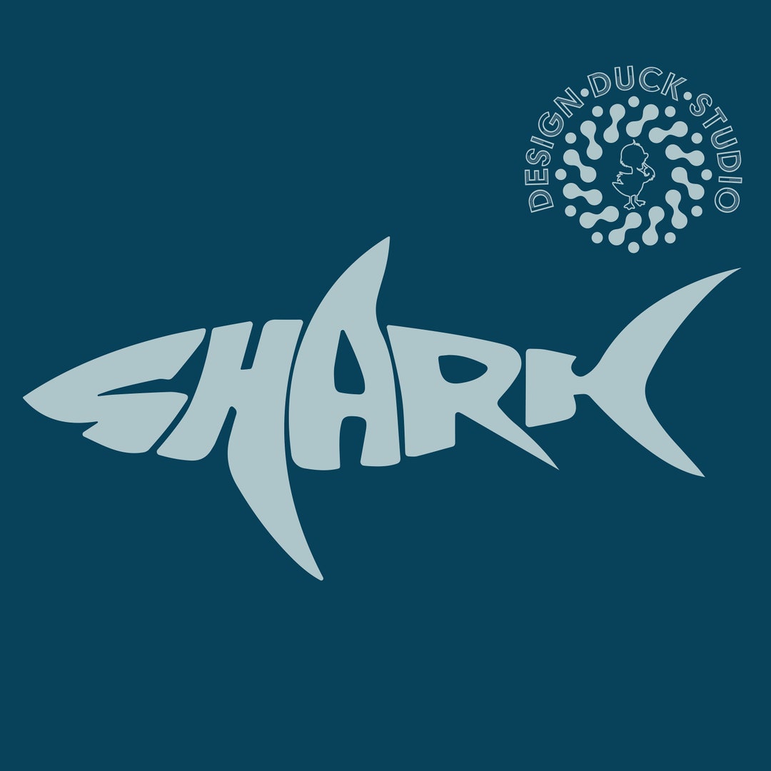 Shark Typography Word Art SVG, Shark Shape Design, Shark Art - Etsy
