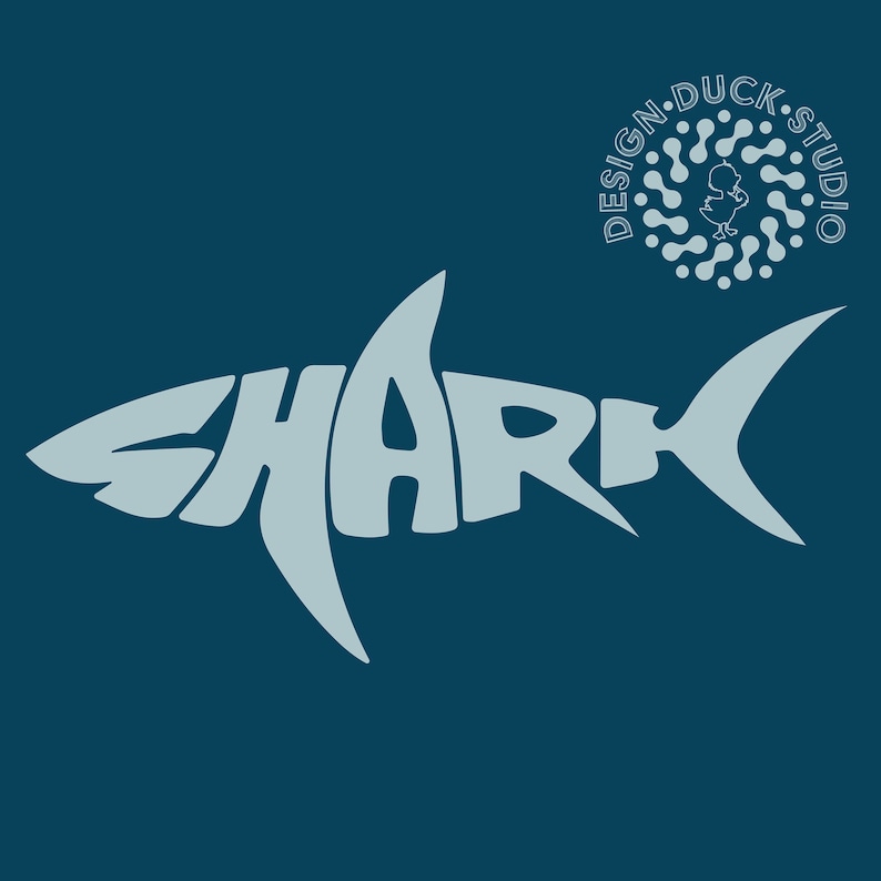 Shark Typography Word Art SVG, Shark Shape Design, Shark Art - Etsy