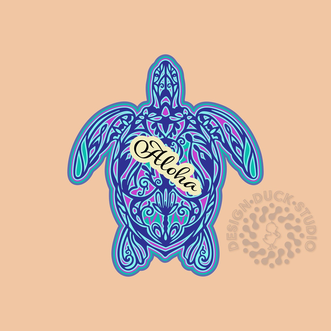 Aloha Turtle SVG, Palm Tree, Hawaiian Turtle, Mandala Turtle, Tribal ...