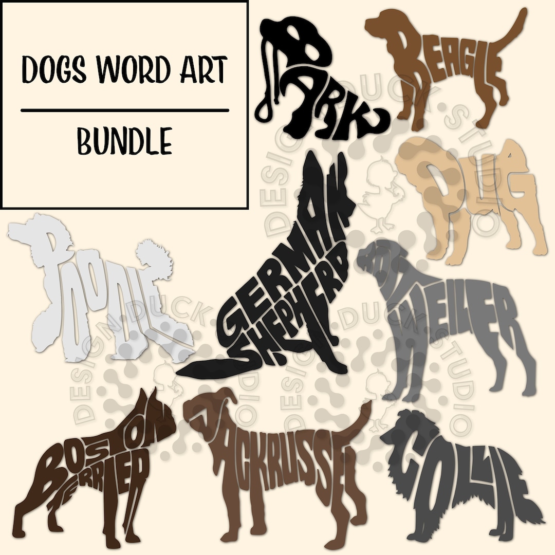 Bundle Dogs Svg, Words in Shape, Lettering Designs in Shapes, Svg Dogs ...