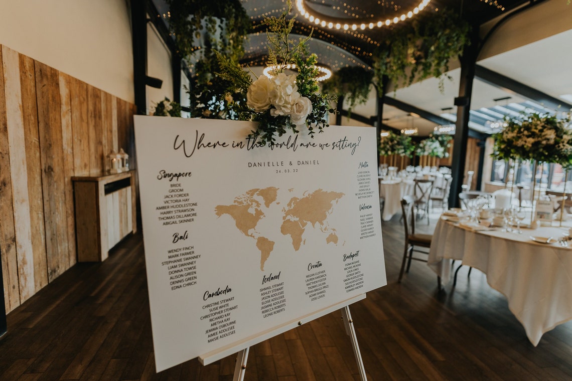 Personalised Wedding Table Seating Plan Where in the World Are We Sitting World Map - Etsy