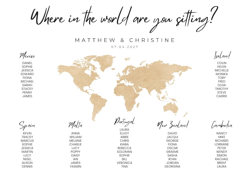Editable Wedding Table Plan | Where in the World Are You Sitting ...