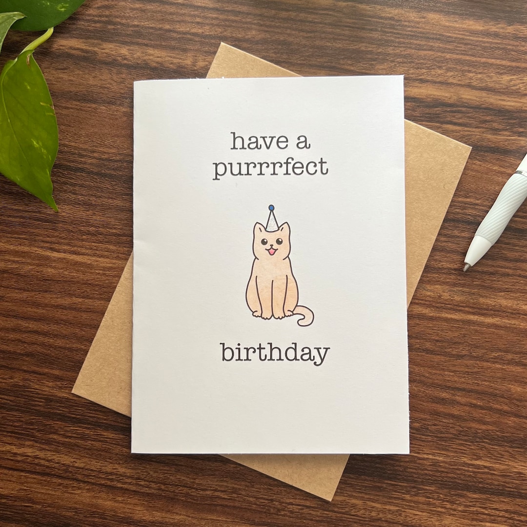 PRINTABLE - Cat Birthday Handmade Greeting Card - Etsy