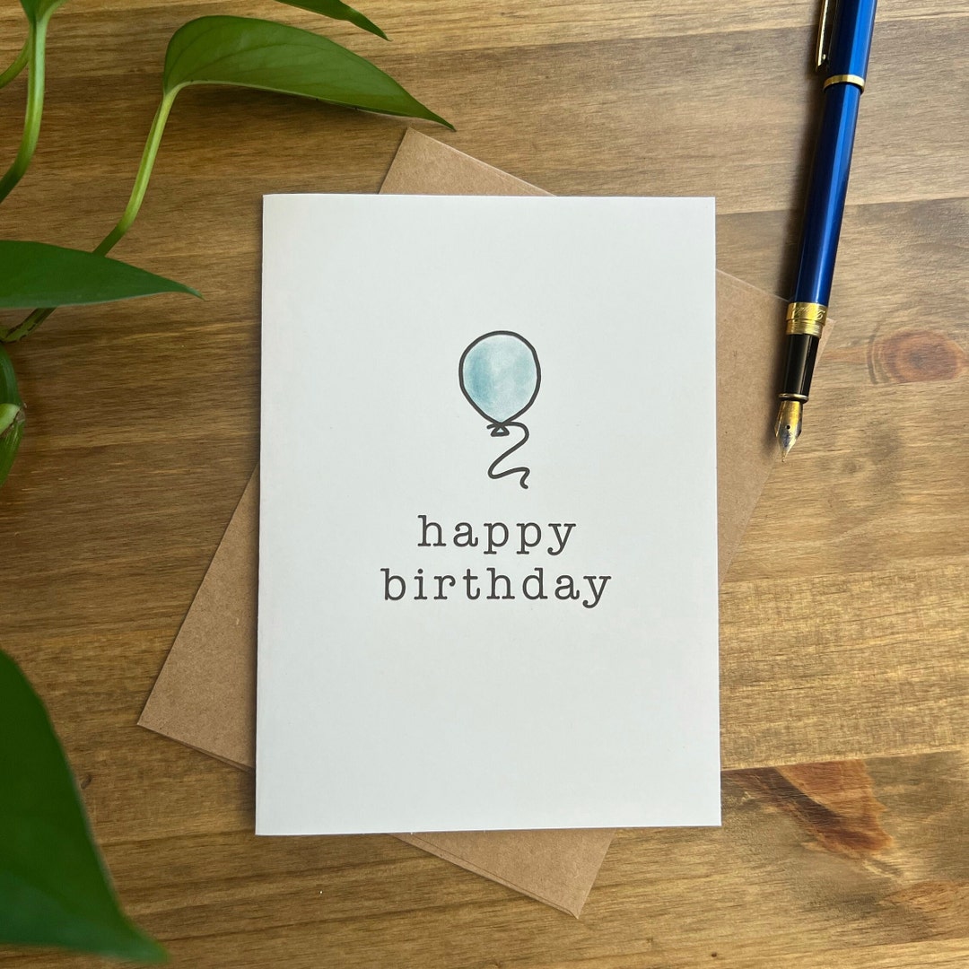 PRINTABLE - Simple Birthday Balloon Handmade Greeting Card - Etsy