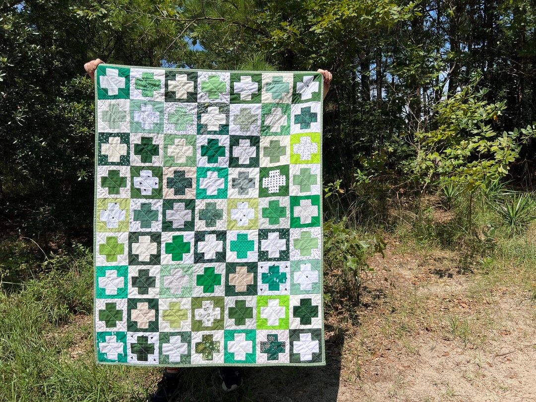 Green Plus Sign Quilt - Green Quilt - Handmade Quilt - Gender Neutral ...
