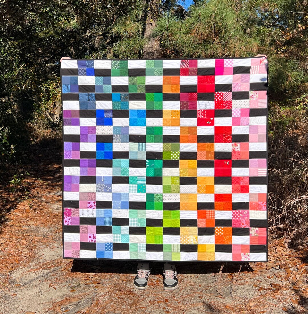 Handmade Best Friend Quilt - Completed - Rainbow - Black and White ...
