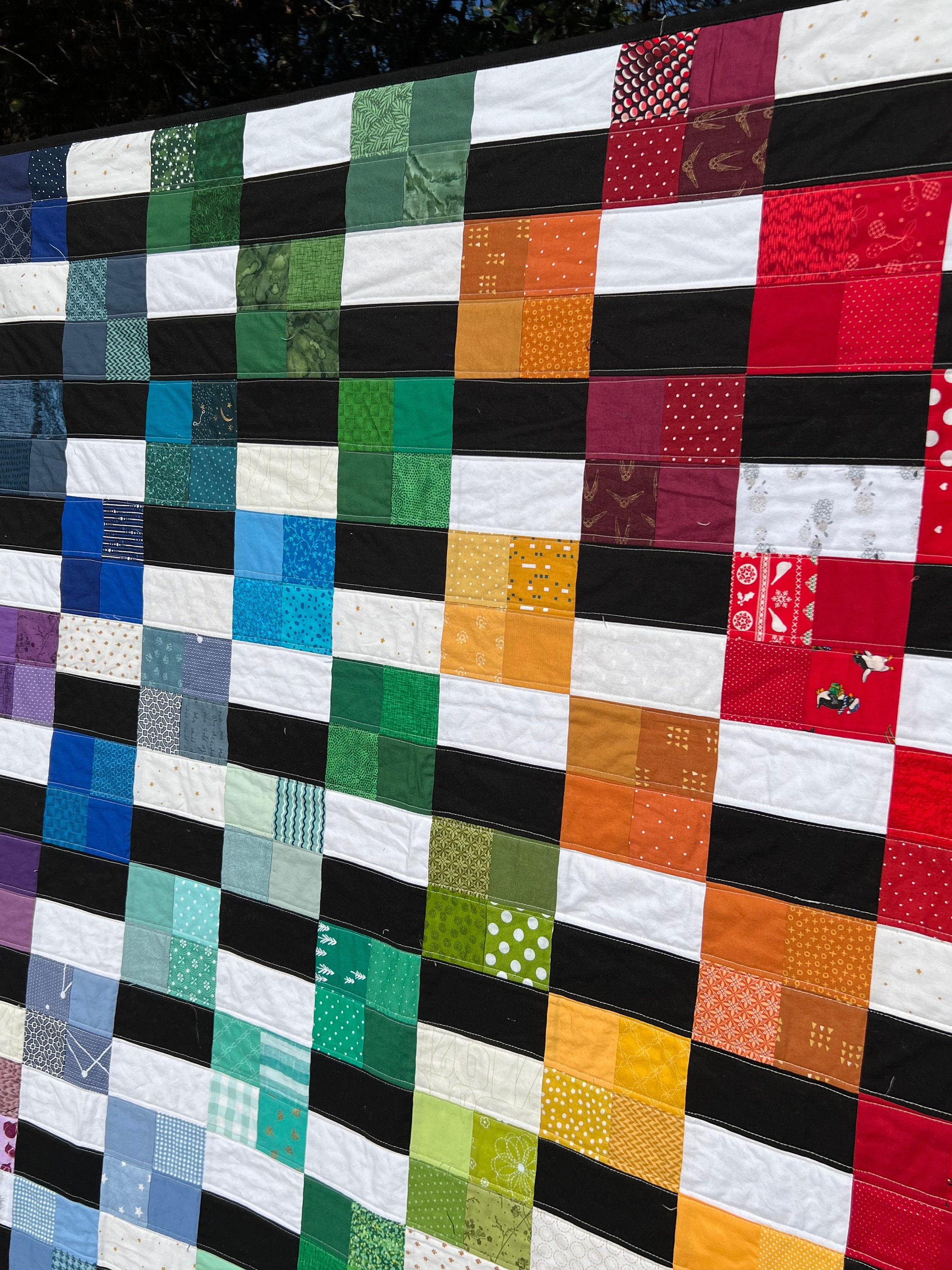 Handmade Best Friend Quilt - Completed - Rainbow - Black and White ...