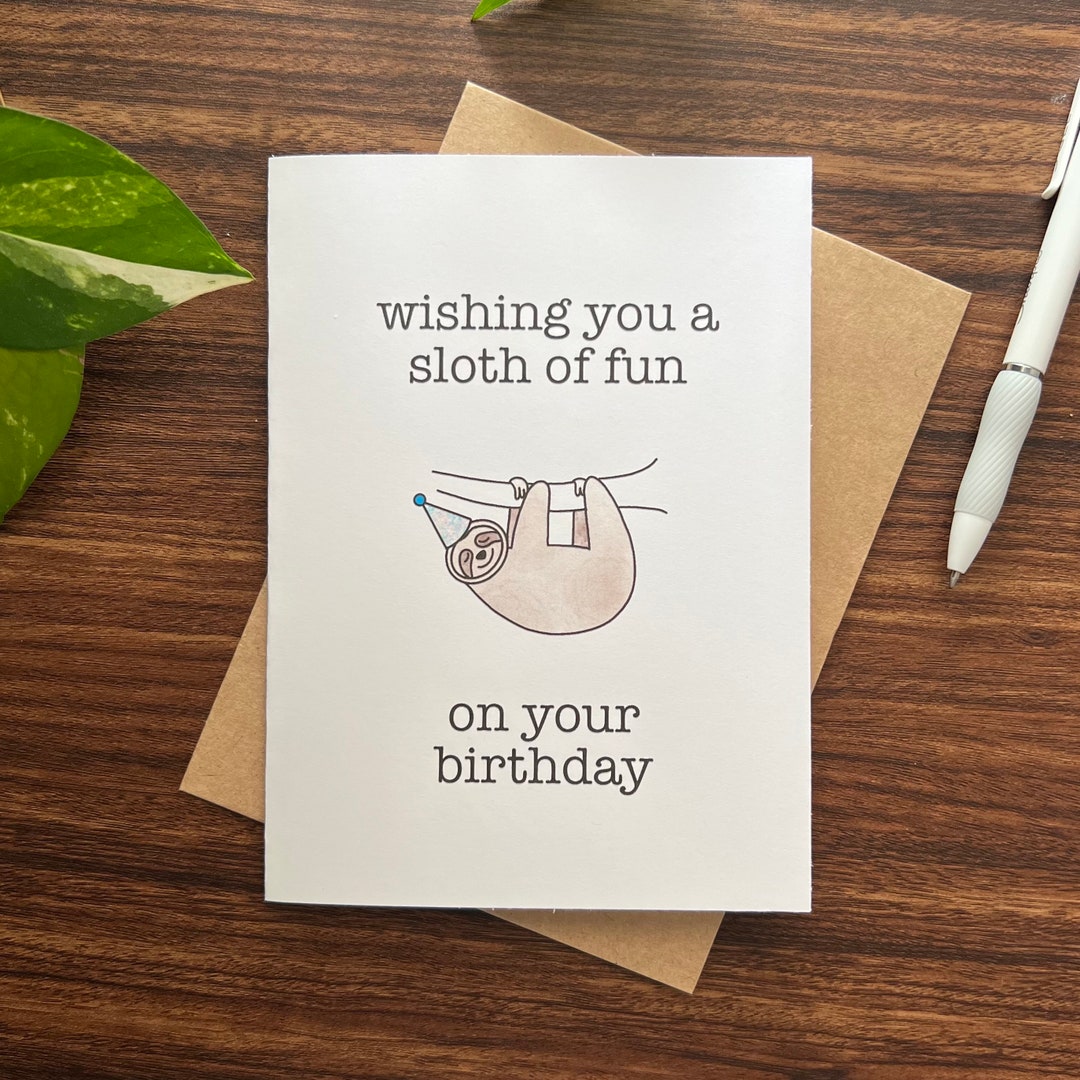 PRINTABLE - Sloth Birthday Handmade Greeting Card - Etsy