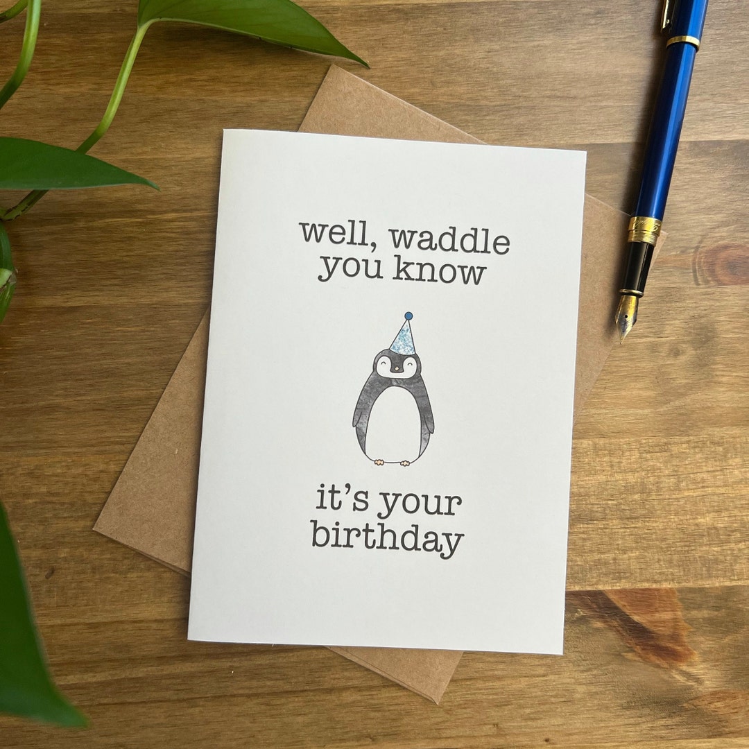 PRINTABLE - Penguin Waddle Birthday Handmade Greeting Card - Etsy