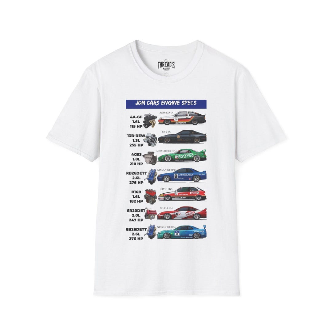 JDM Cars T-shirt Fan JDM Engine Specs Gifts for Car Lovers ...