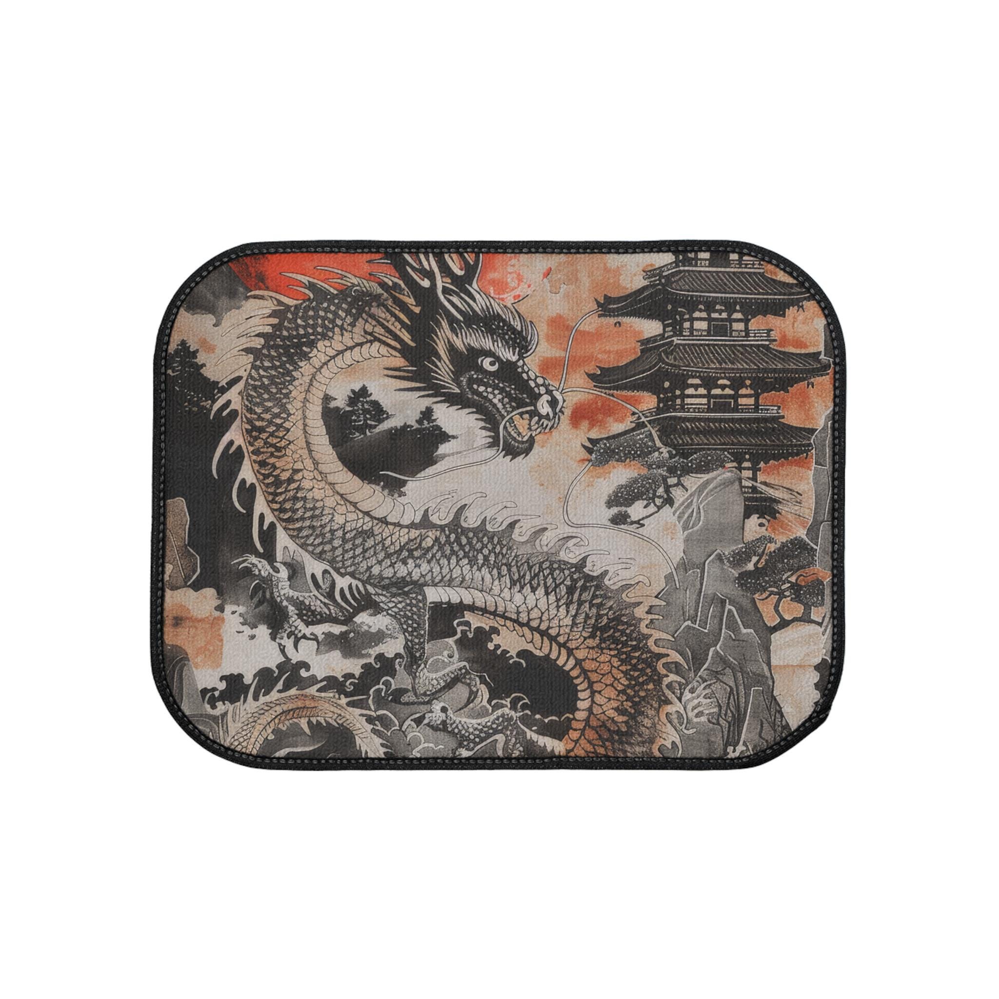 Rising Sun Dragon Ukiyo-e Car Mat Majestic Japanese Temple Art Floor ...
