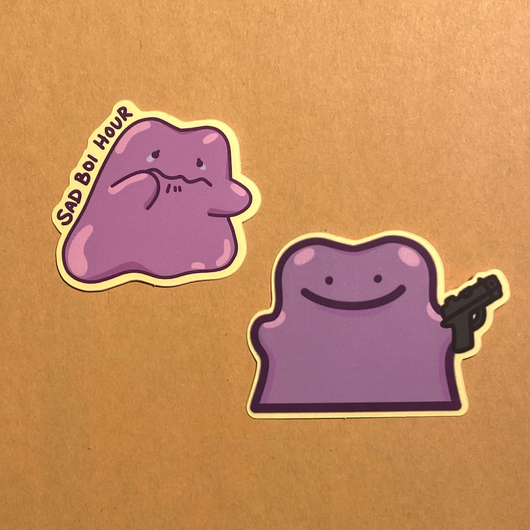 Sad Boi Ditto and Ditto W/ Gun Vinyl Pokemon Stickers Waterproof ...