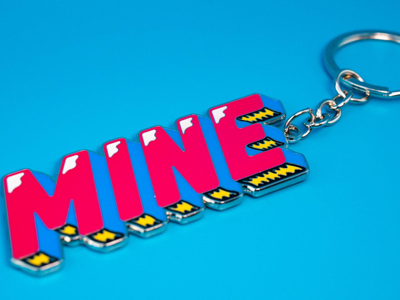 Vibrant Enamel 'MINE' Keychain - Etsy