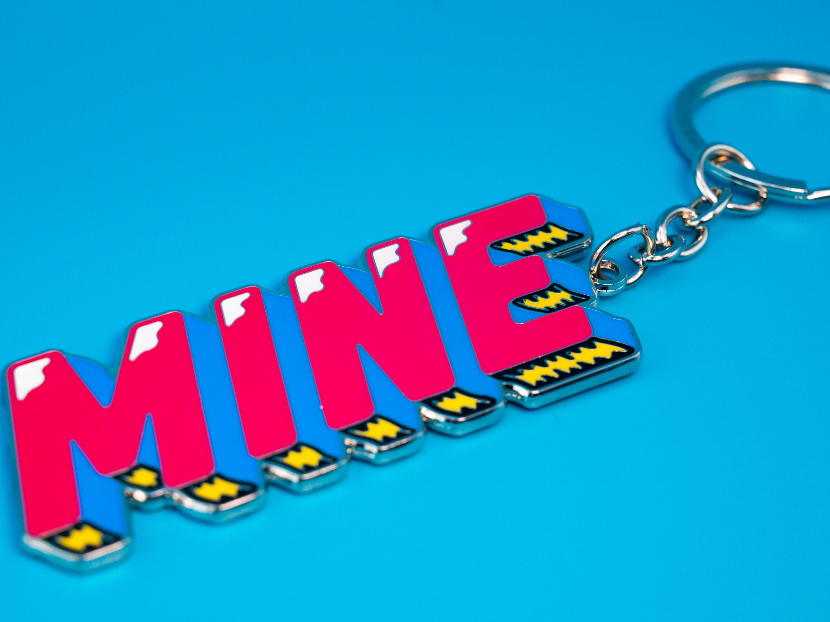 Vibrant Enamel 'MINE' Keychain - Etsy