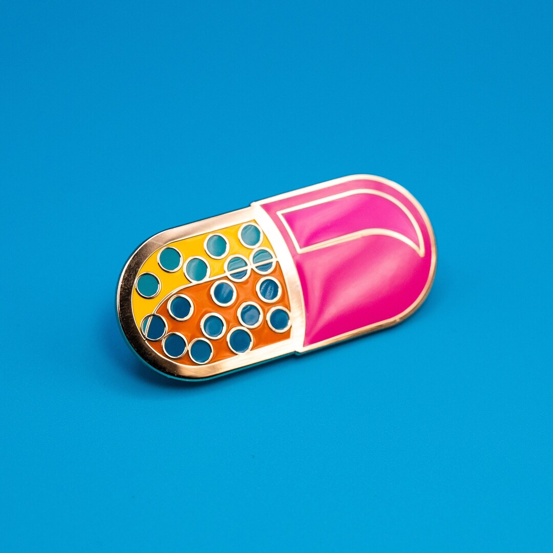 Capsule Pill Poppin' Enamel Pin: Glittering Medicine Accessory - Etsy