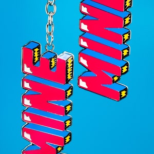 Vibrant Enamel 'MINE' Keychain - Etsy