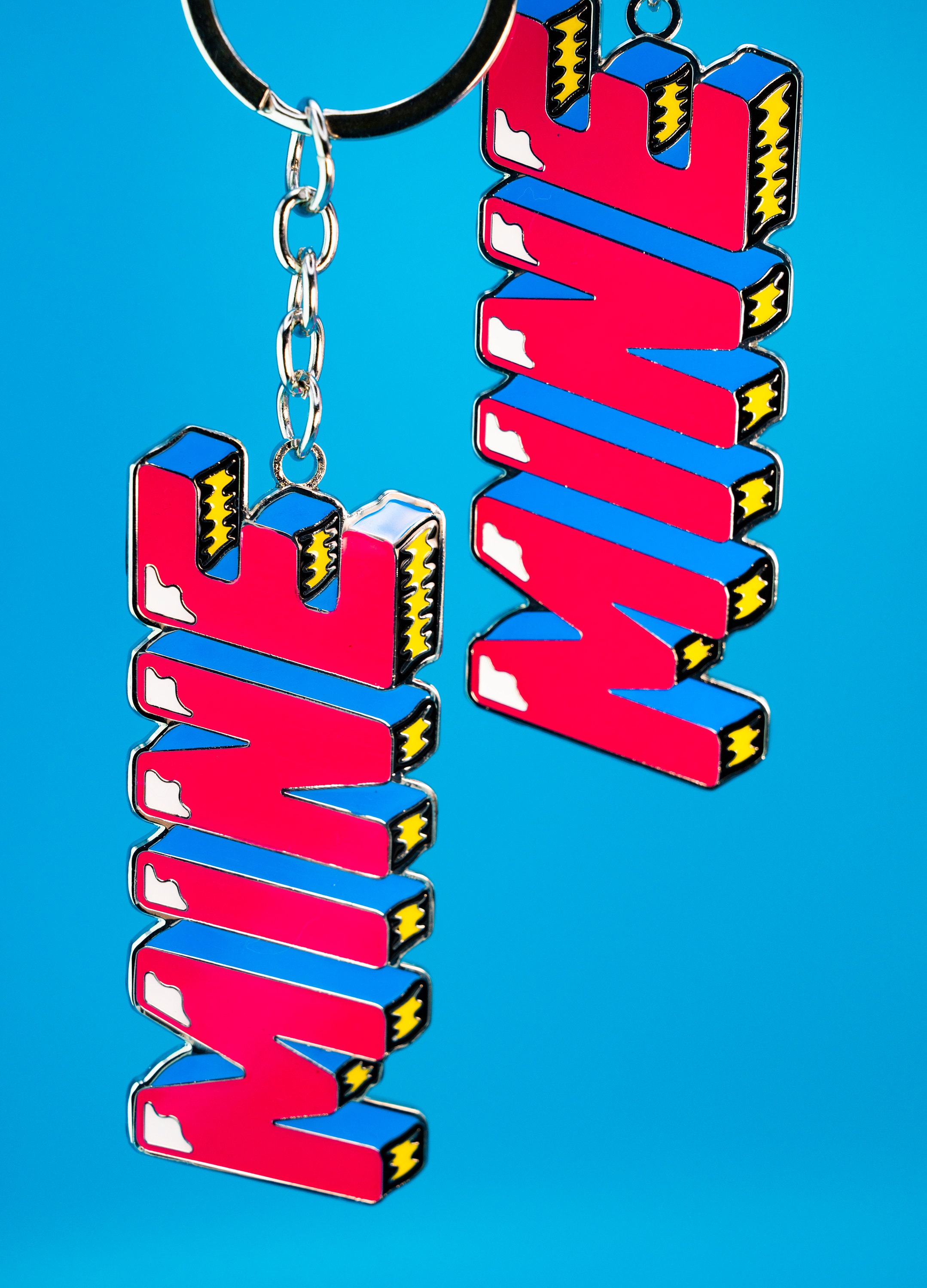 Vibrant Enamel 'MINE' Keychain - Etsy