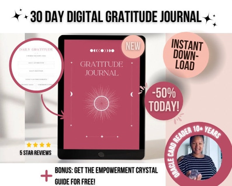 30 Day Pink Printable Gratitude Journal Digital Gratitude Journal Daily ...