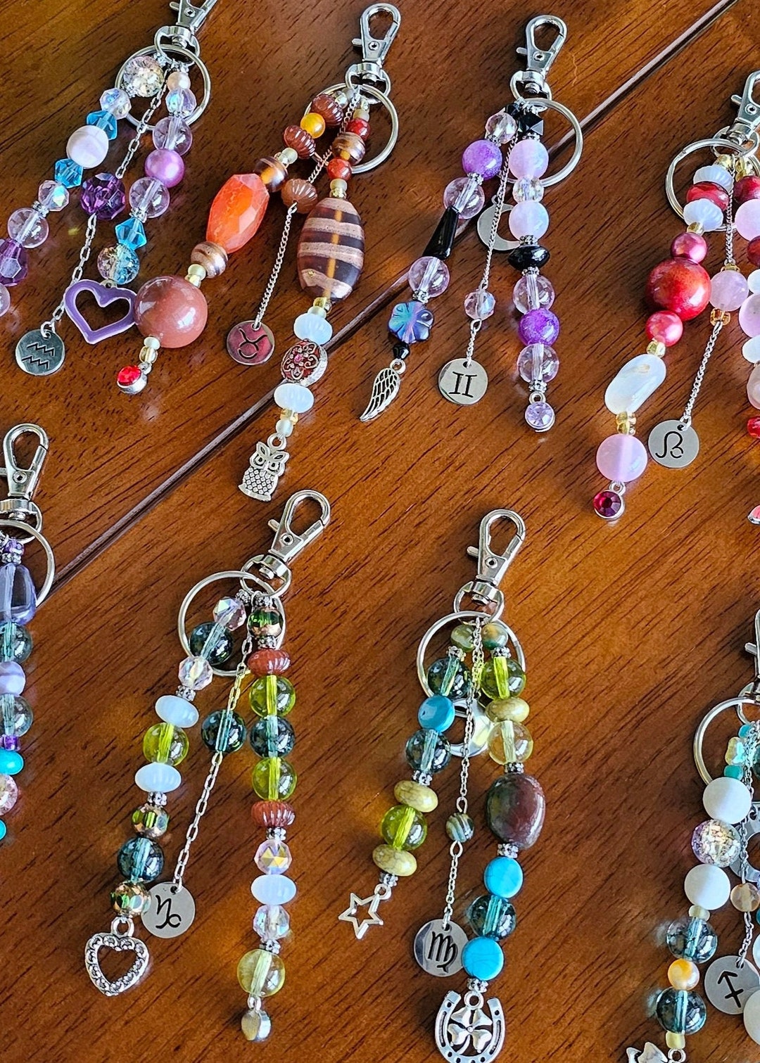 Zodiac Keychain || Glass Beads || Charms || Color Therapy ...