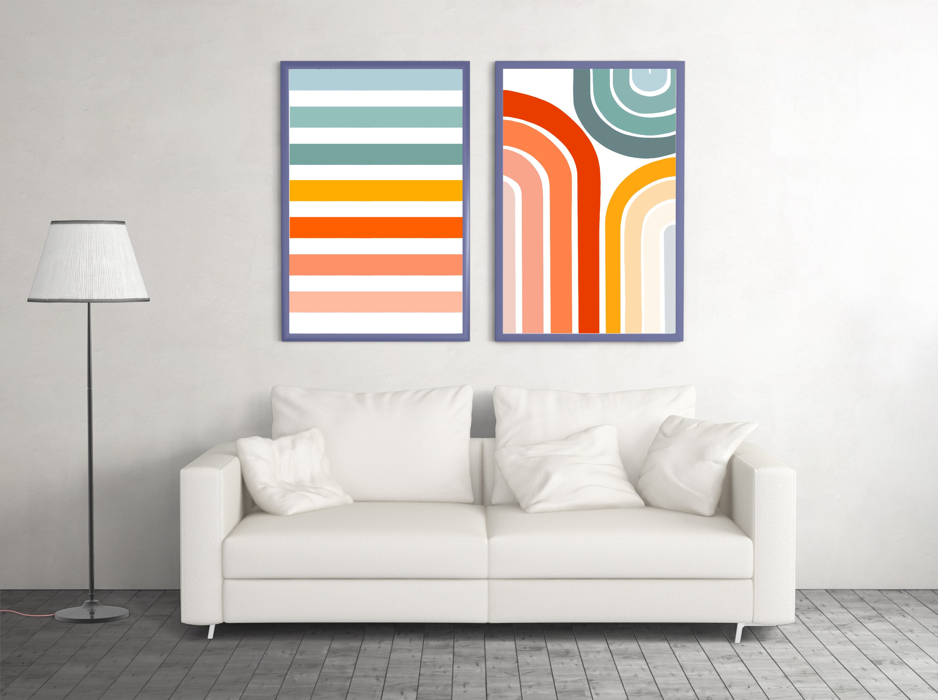 Trendy Colorful Print Set Printable Rainbow Wall Art Set | Etsy