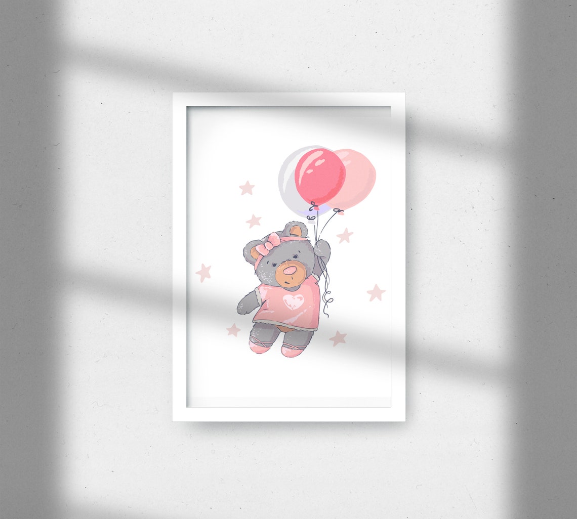 Abstract Teddy Bear Nursery Wall Art Decor | Etsy