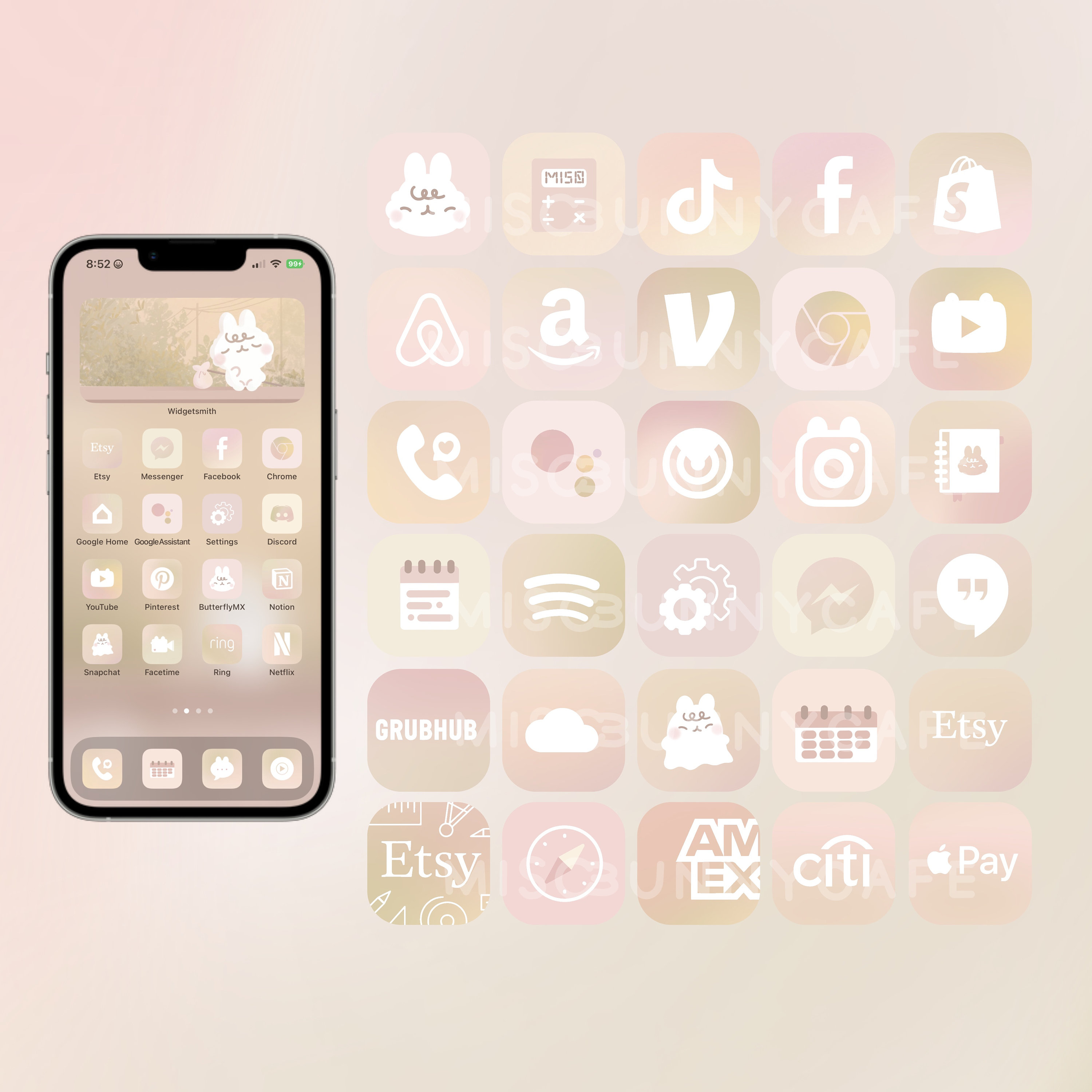 Cute Miso Bunny Phone Themed Icons / Digital / INSTANT - Etsy