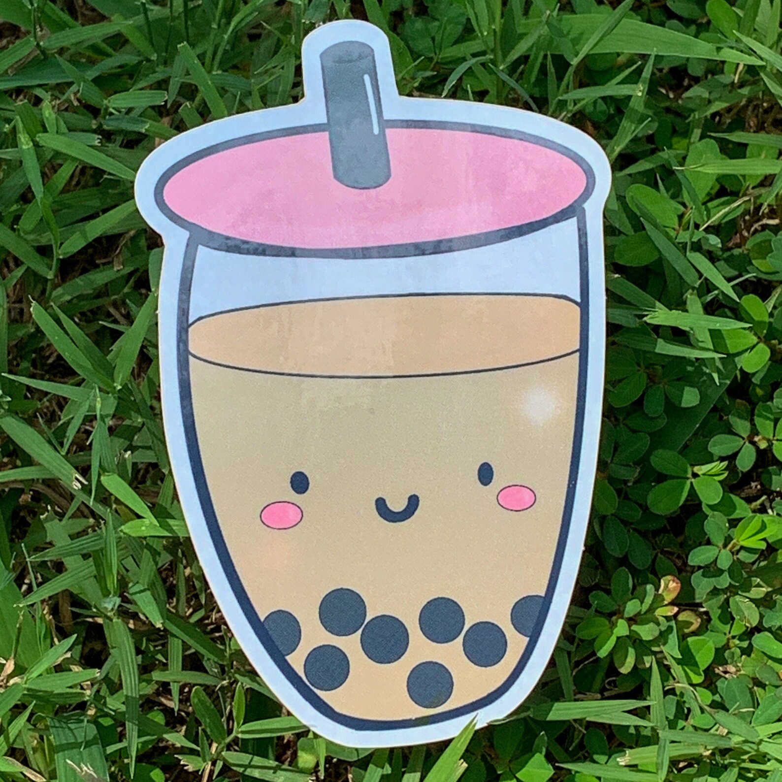 Cute and Happy Boba Vinyl Sticker - Etsy