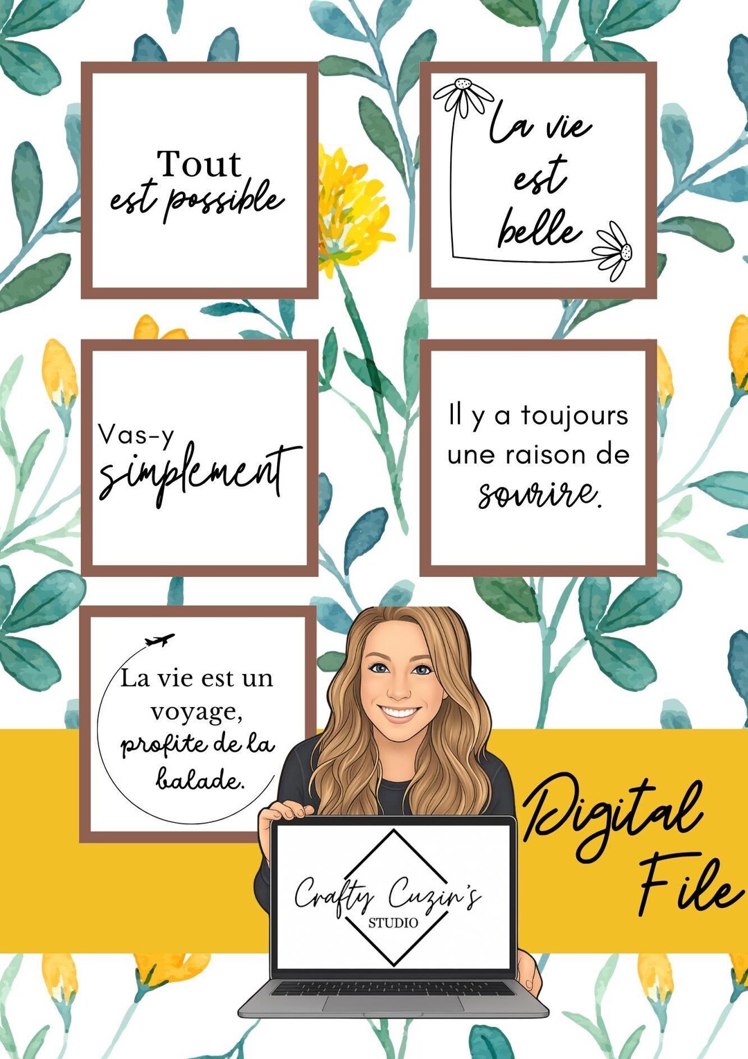 French Inspirational Quote PNG Bundle: DIY Wood Signs & Cricut (digital ...