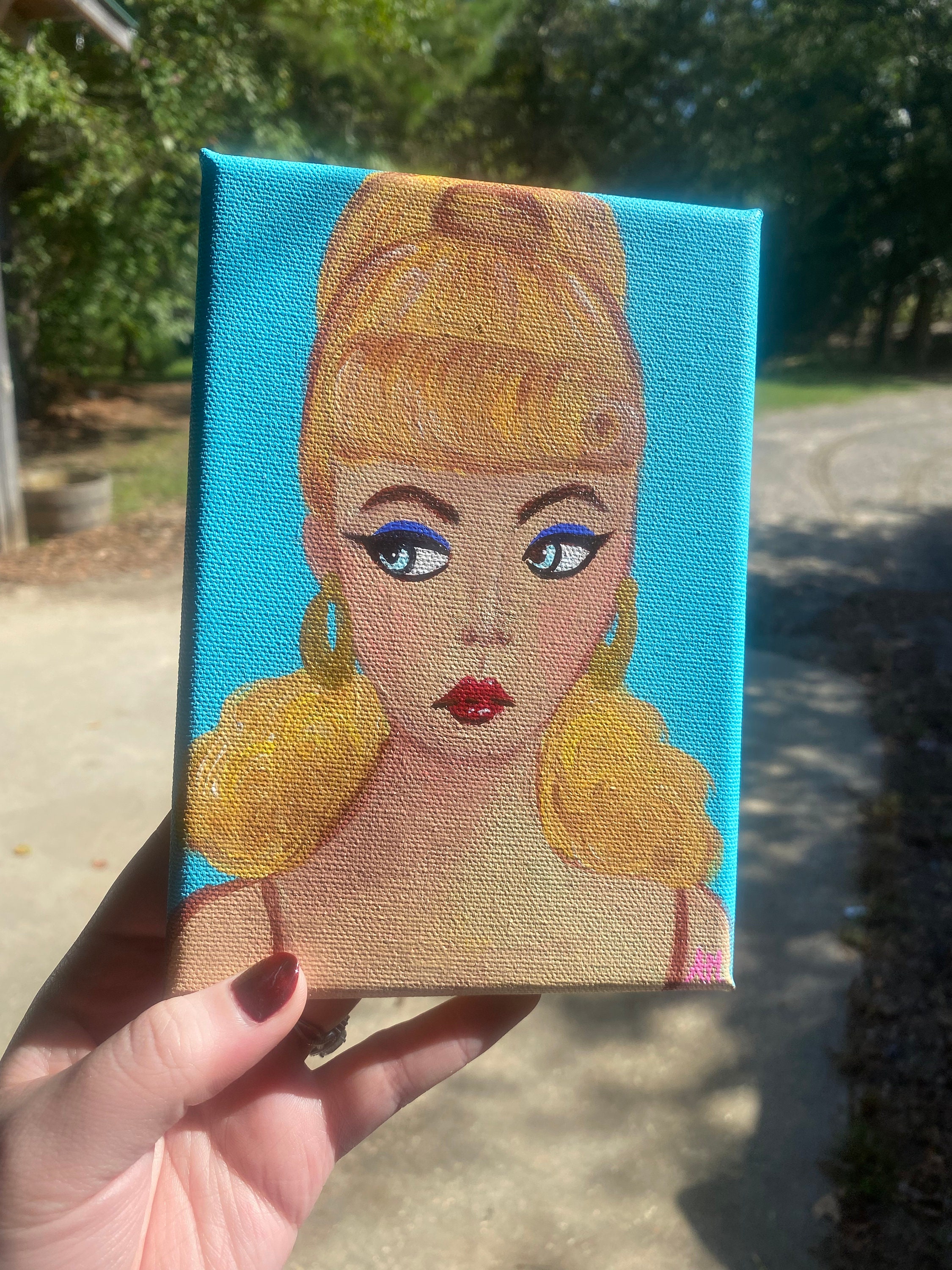 Barbie Girl Original Painting Acrylic Painting 5x7 - Etsy