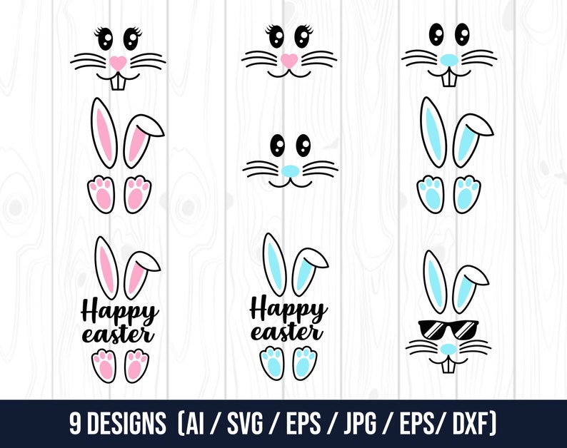 Bunny Face Svg Easter Bunny Svg Bunny Face Set Bunny Ears | Etsy