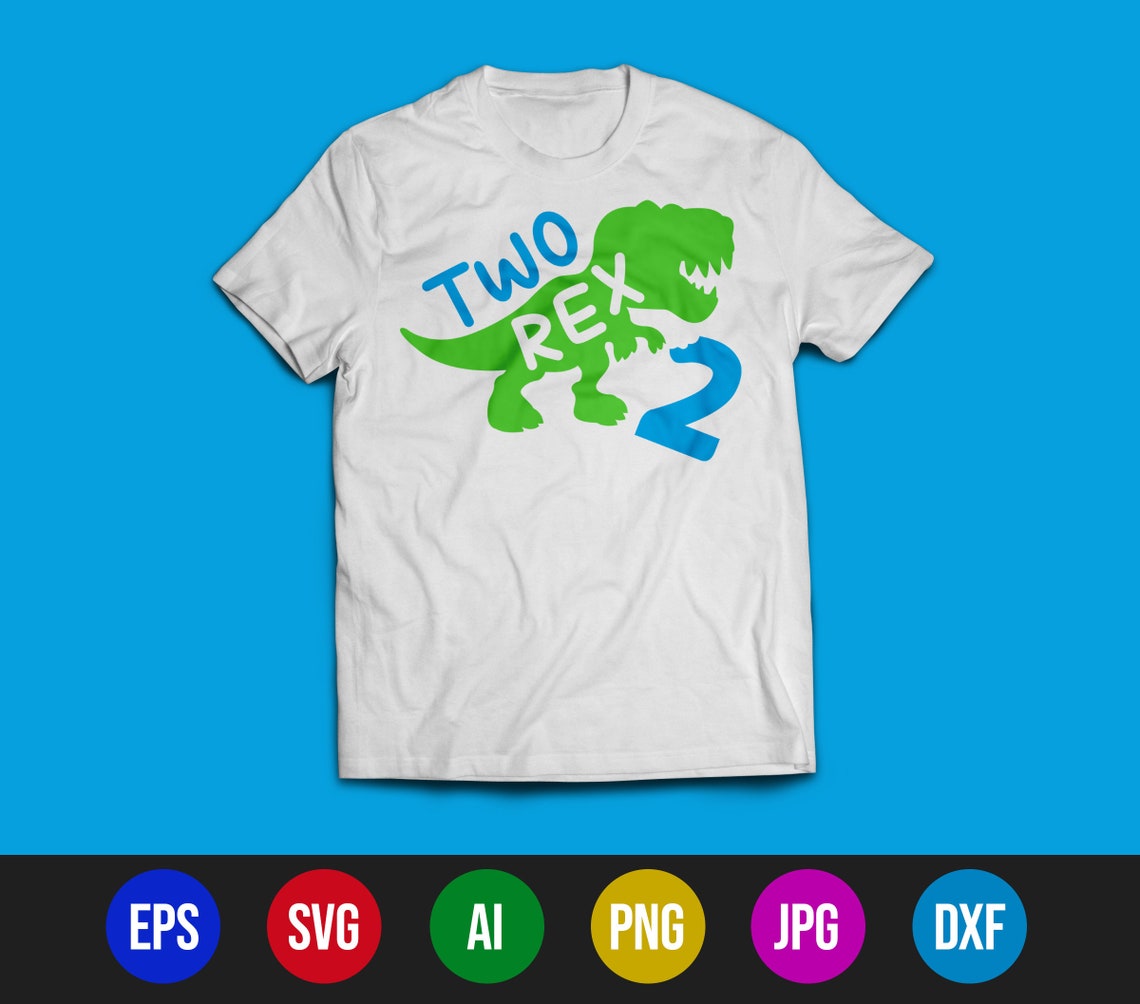 Two Rex Svg 2nd Birthday Svg Dinosaur Birthday Svg Dxf - Etsy