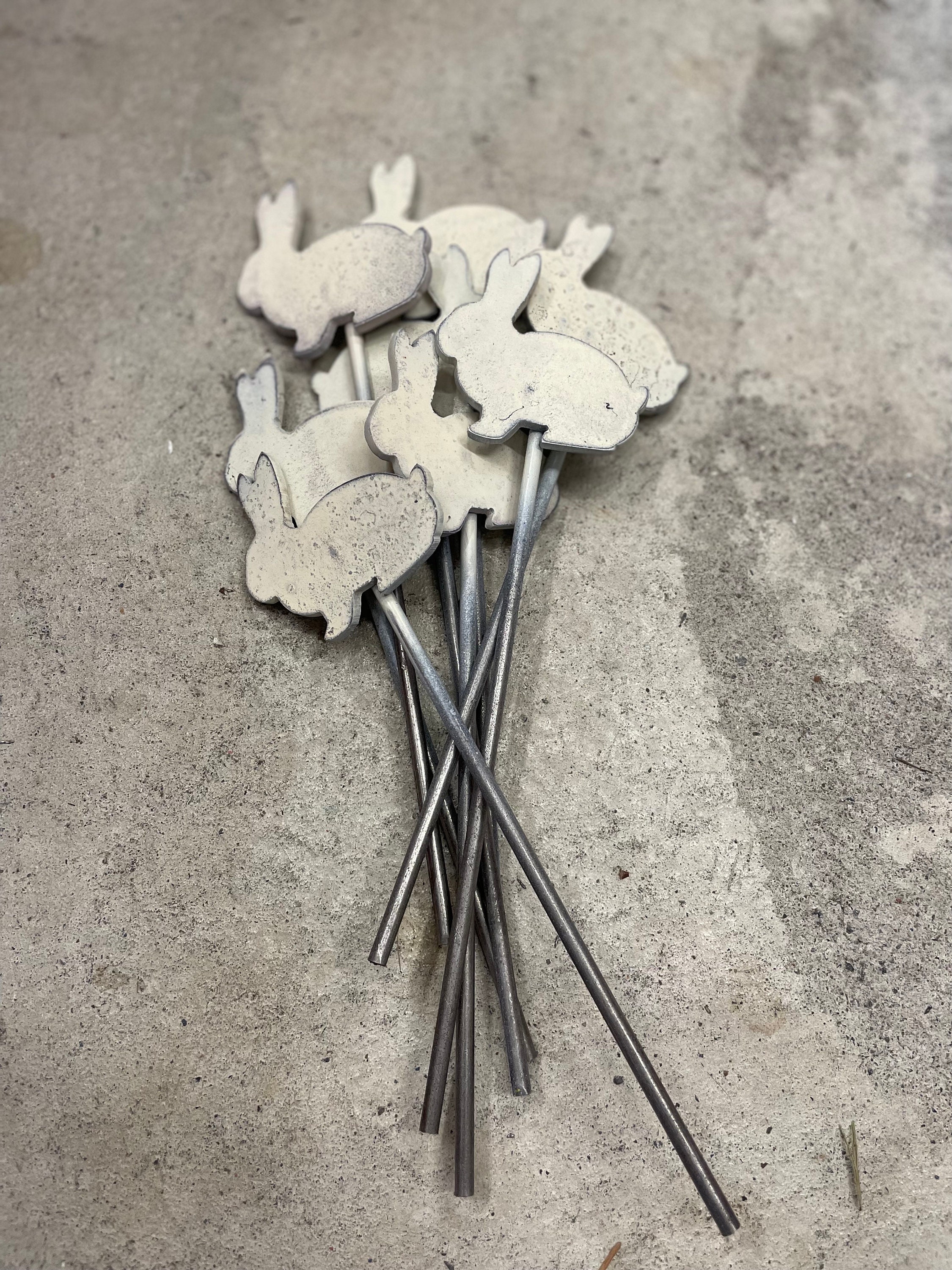 1 Mini Bunny Stake - Rustic Reclaimed Metal - Etsy