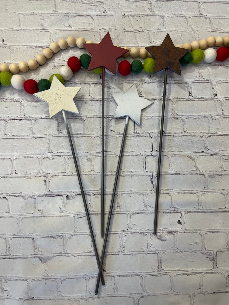 1 - Red Reclaimed Metal Star Stake - Etsy