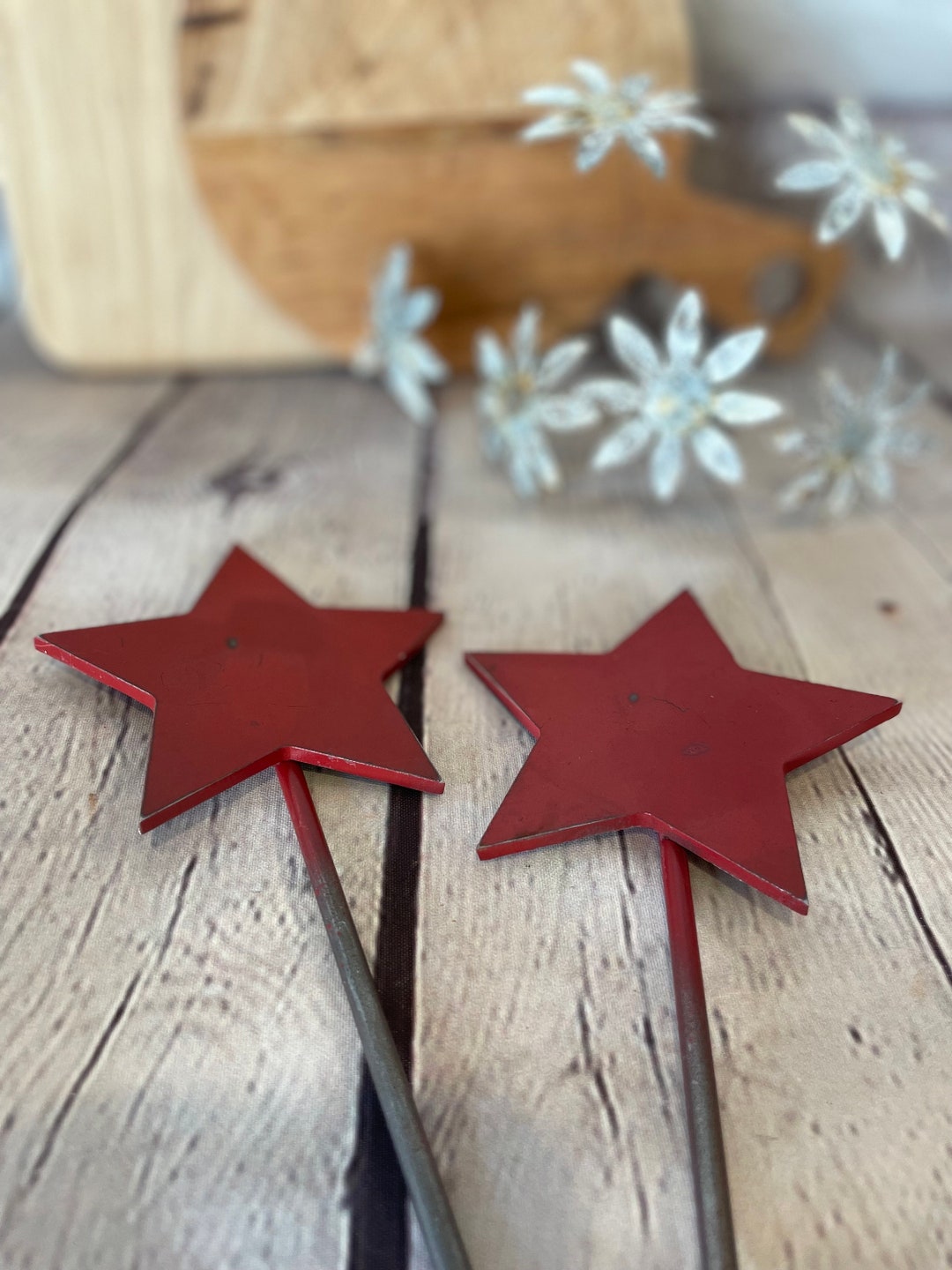 1 - Red Reclaimed Metal Star Stake - Etsy