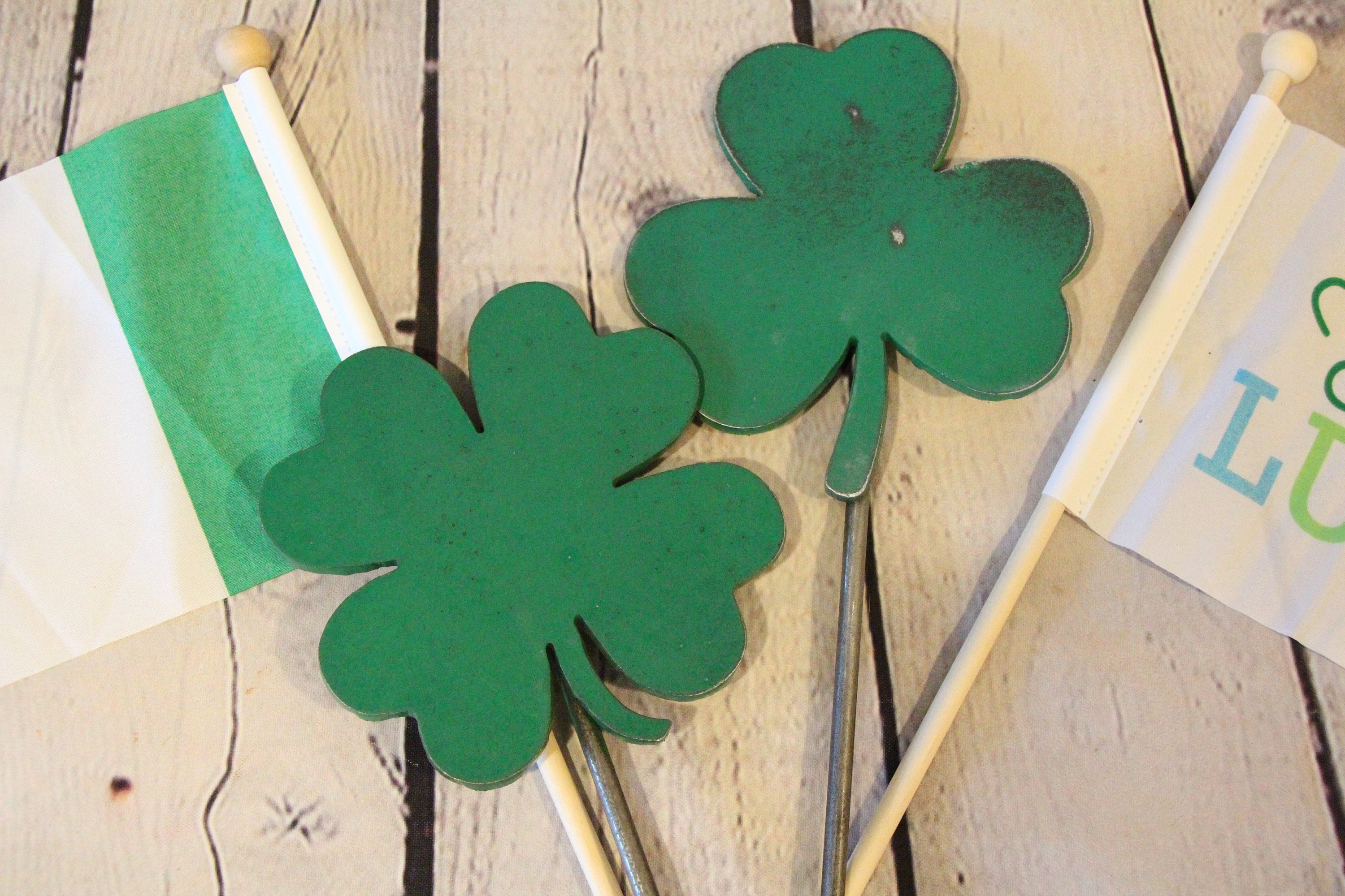 1 Rustic Shamrock Stake - Reclaimed Metal St. Patricks Day Decor - Etsy