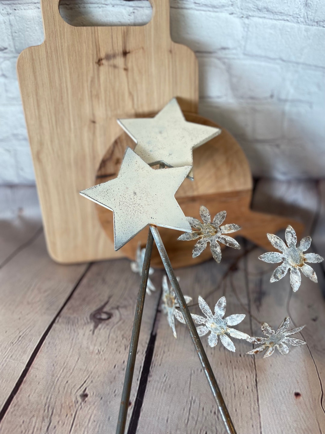 1 - Farmhouse White Reclaimed Metal Star Stake - Etsy