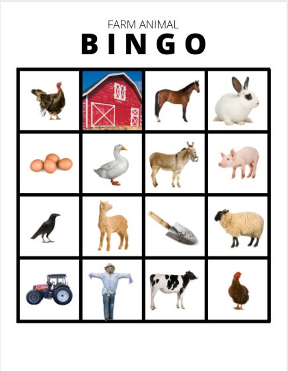 Farm Animal Bingo | Etsy