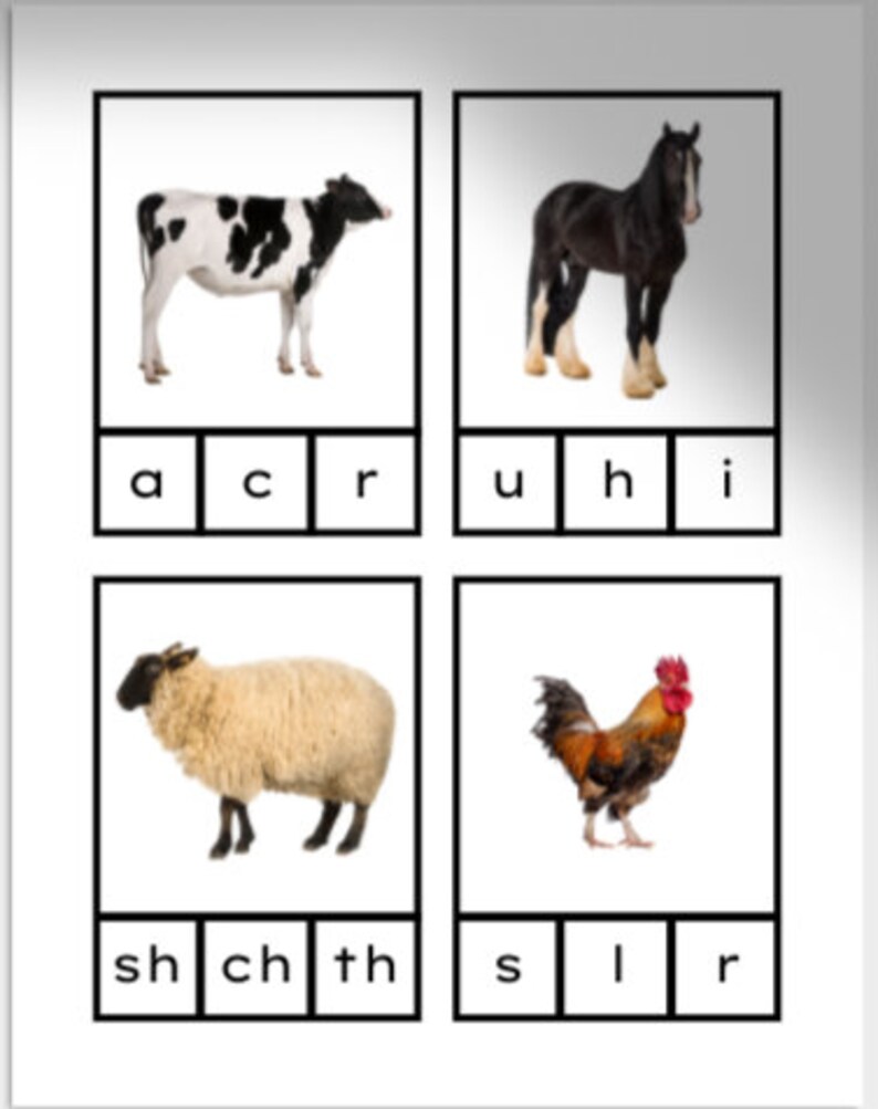 Farm Theme - First Letter Sound Clip Cards - Etsy