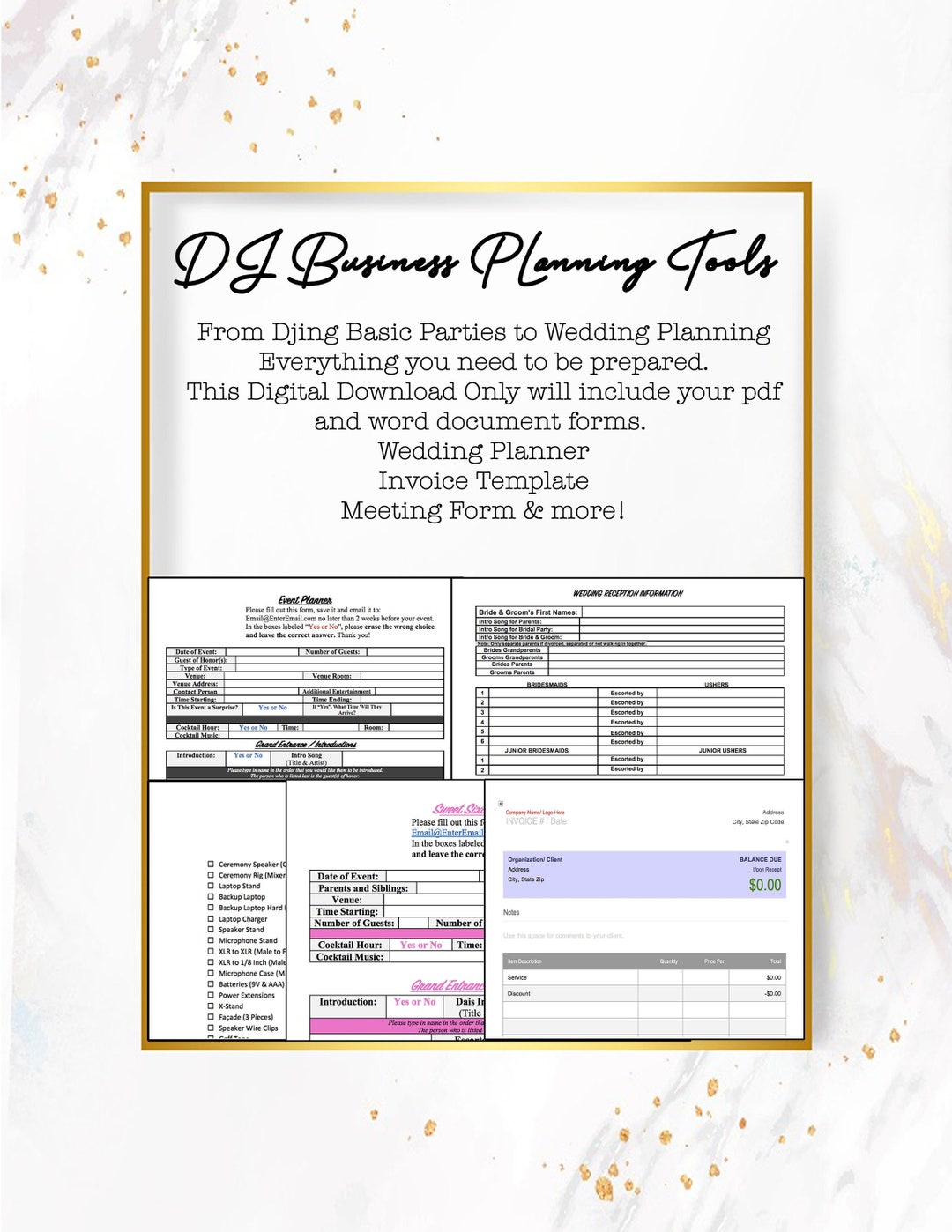 Digital Download DJ Event Planner Forms/ Word Documents/ PDF/ Wedding ...