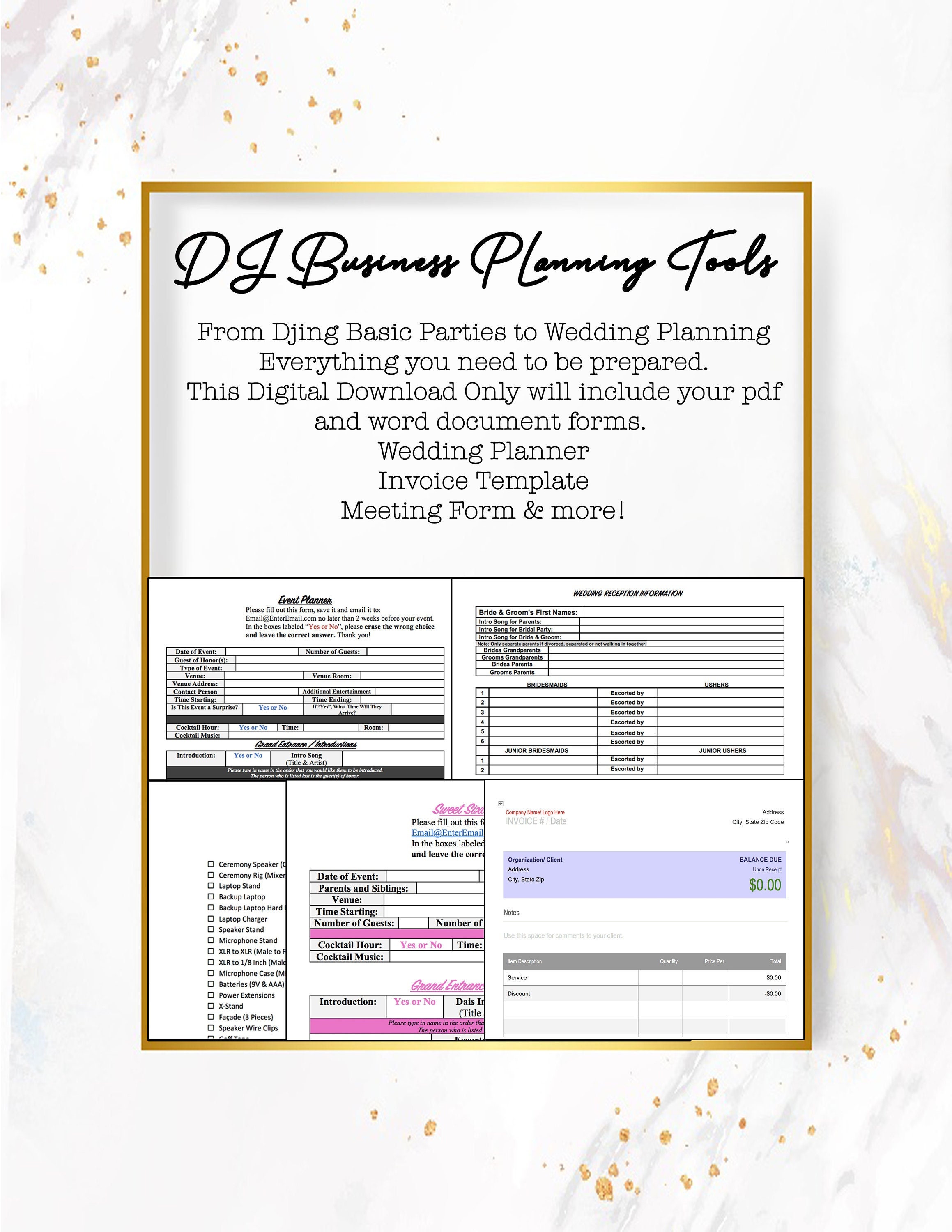 Digital Download DJ Event Planner Forms/ Word Documents/ PDF/ Wedding ...
