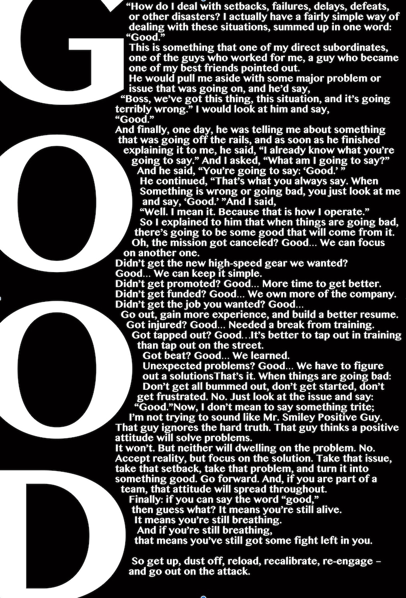 GOOD - Jocko Willink Full Quote (24w X 36h) Poster *DIGITAL DOWNLOAD - Etsy