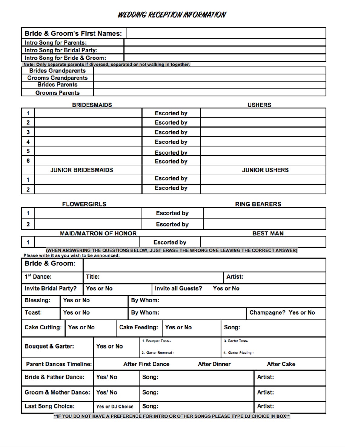 Digital Download DJ Event Planner Forms/ Word Documents/ PDF/ Wedding ...