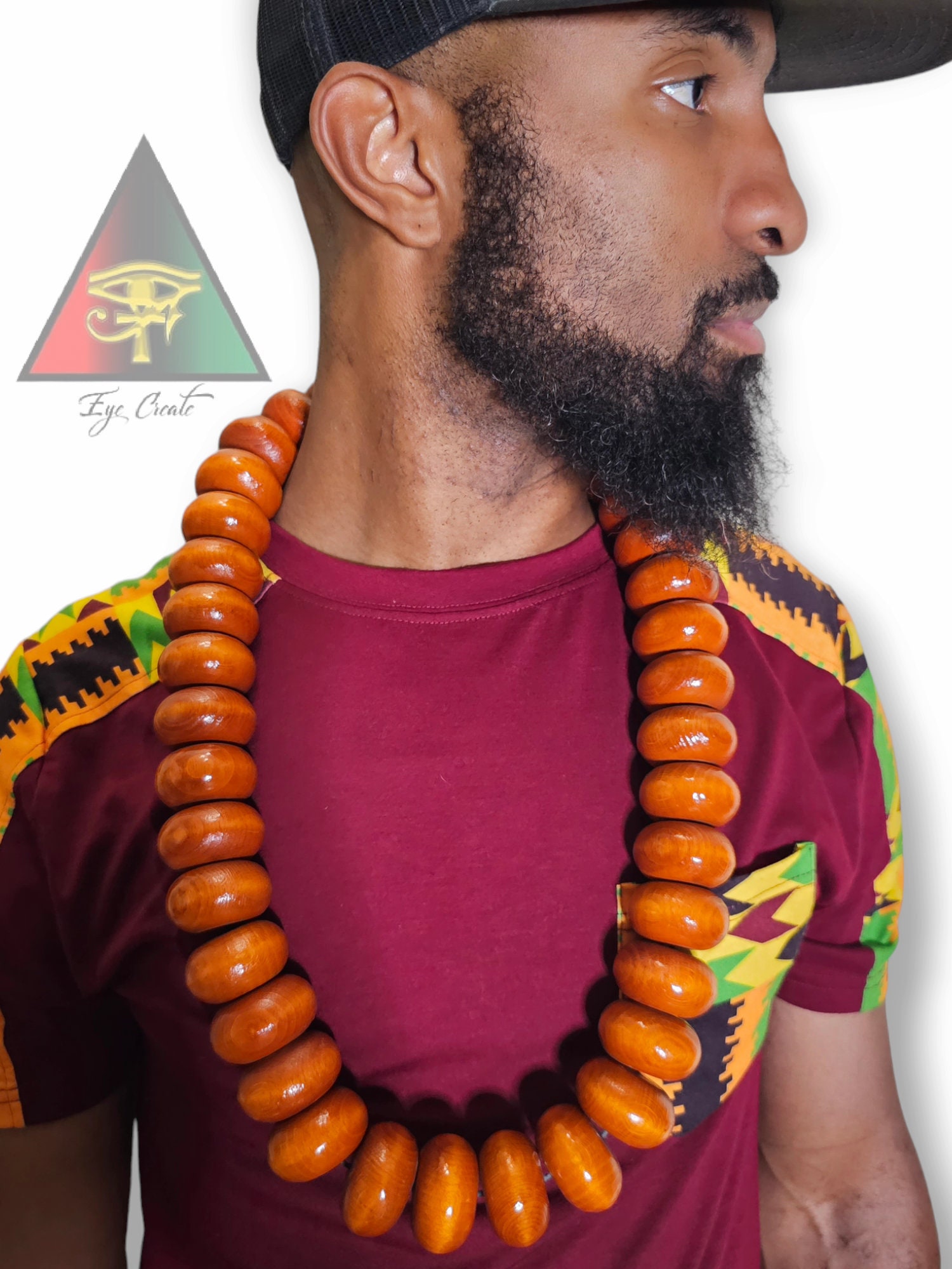 Large Tribal Wooden Bead Necklace: High Gloss African Disk Design - Etsy