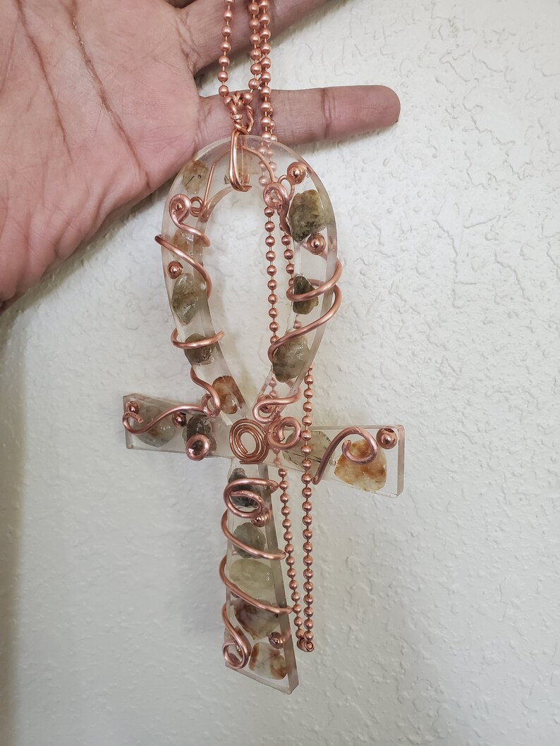 Copper Wrapped Ankh Necklace With Crystals or Healing Stones | Etsy