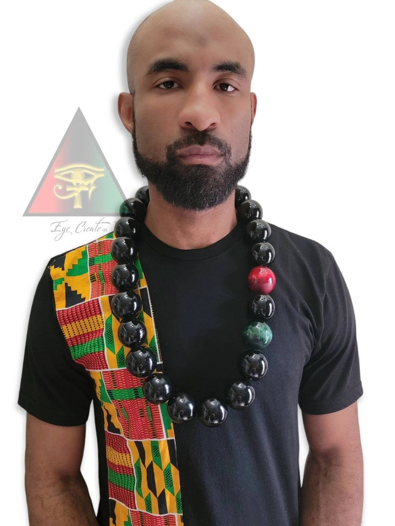 High Gloss Black RBG Wooden Bead Necklace for Men/ Akuma - Etsy