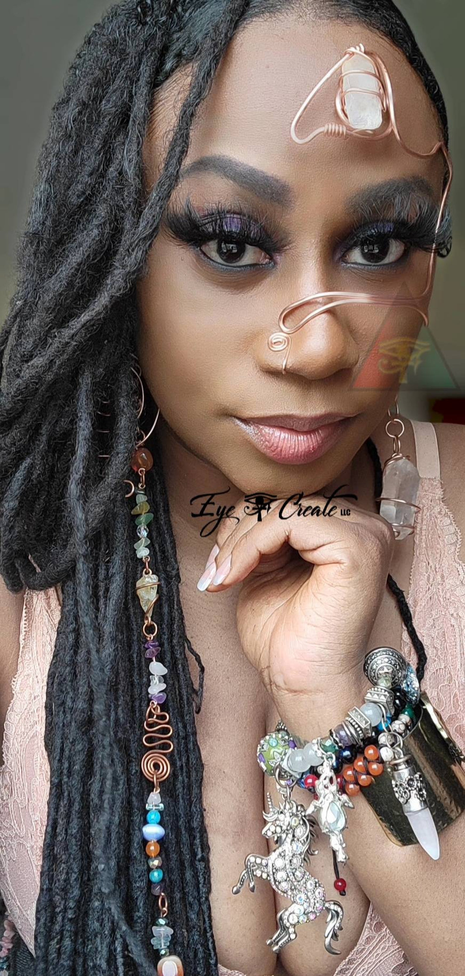 Crystal and Copper Wire Goddess Face Mask and Earring Copper - Etsy