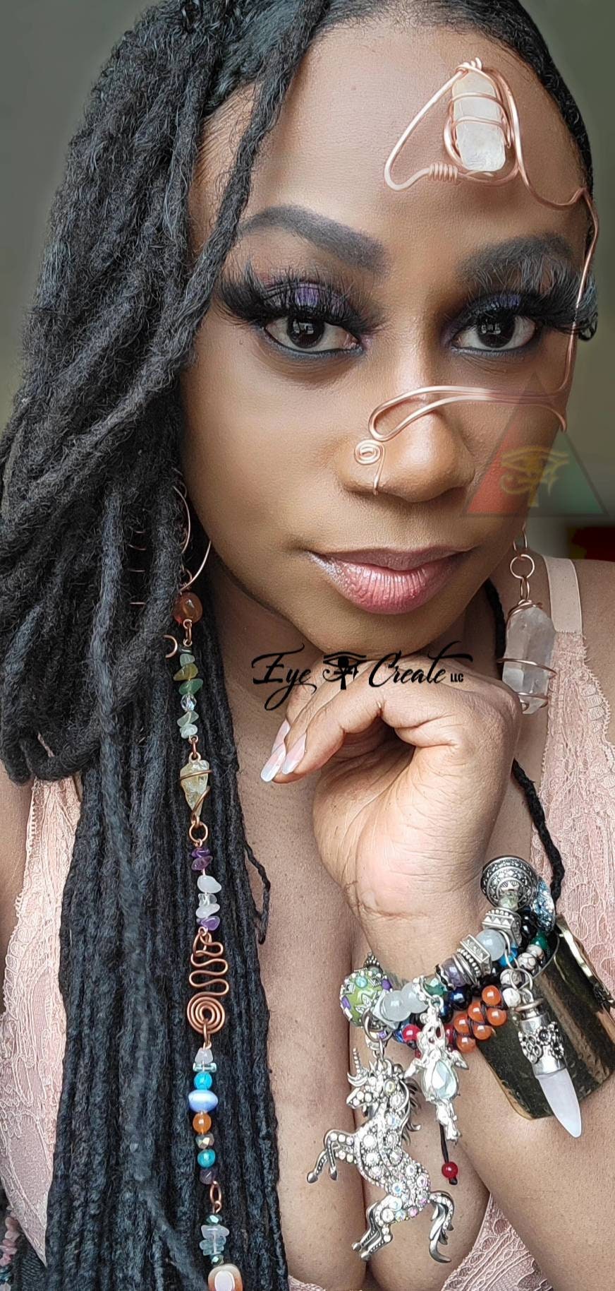 Crystal and Copper Wire Goddess Face Mask and Earring Copper - Etsy