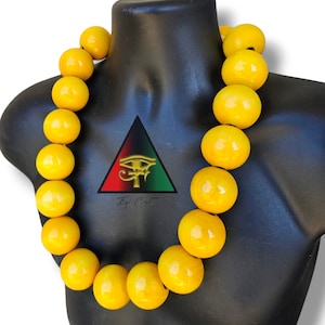 Akuma Wooden Bead Necklace: Choose Your Color, Large 50mm Beads - Etsy