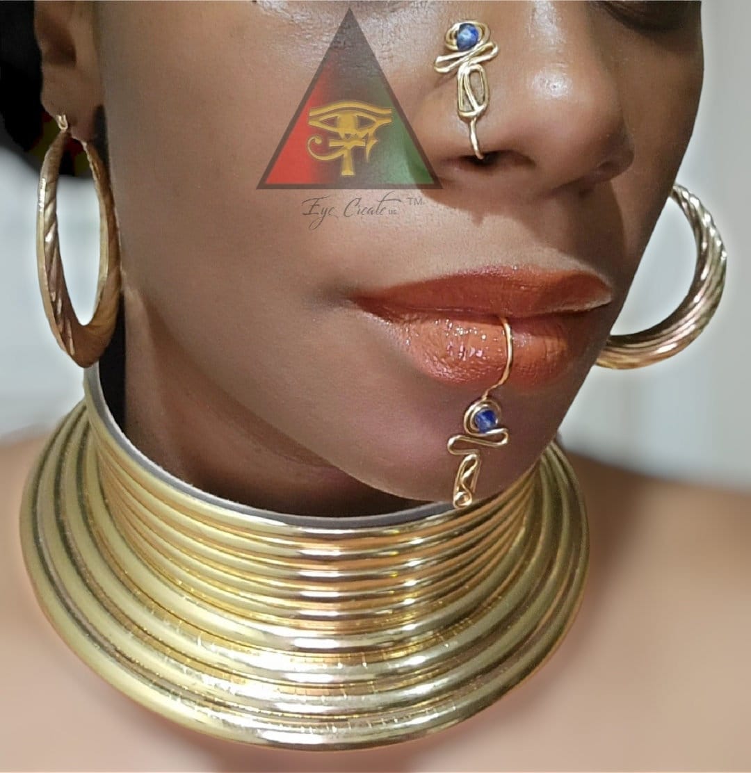 Crystal Ankh Nose Cuff and Ankh Lip Cuff Set / No Piercing Needed ...