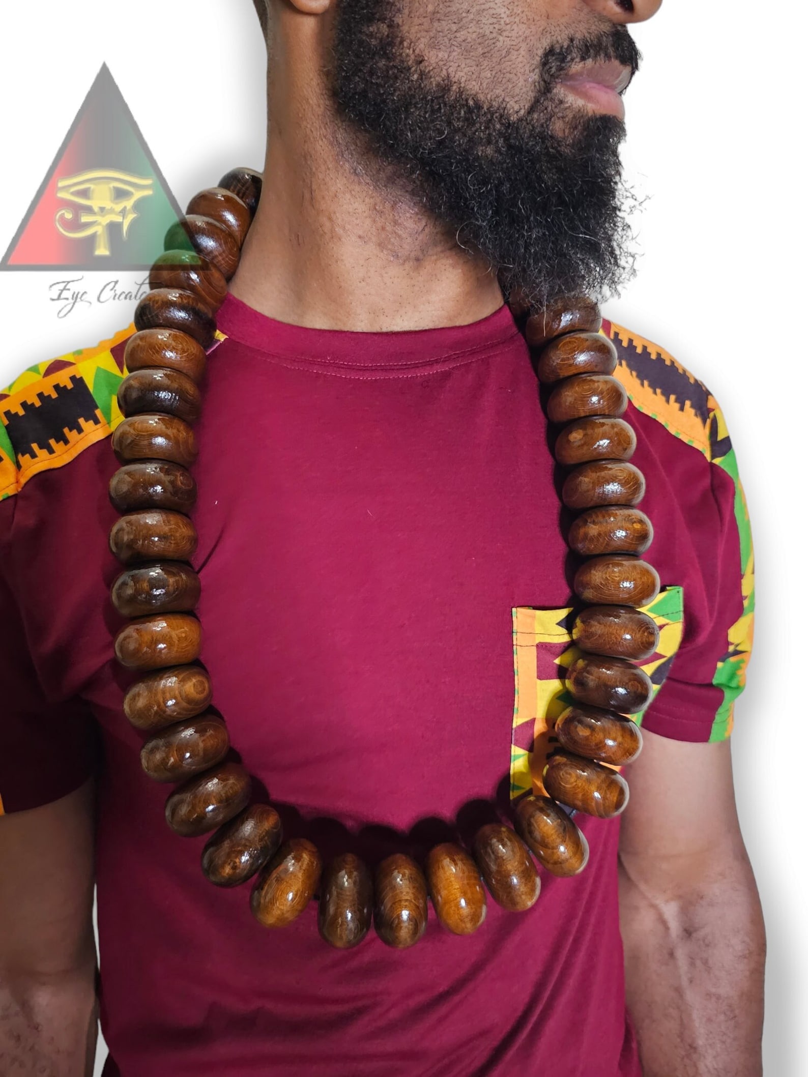 Large Tribal Wooden Bead Necklace: High Gloss African Disk Design - Etsy
